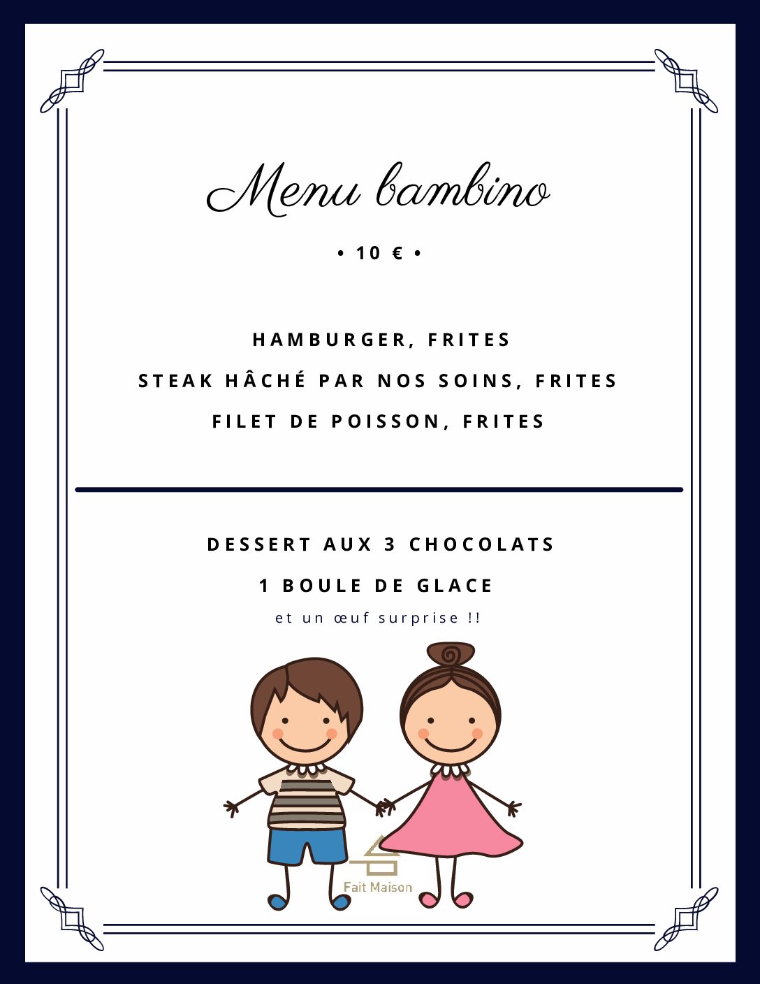 Menu BAMBINO – Restaurant Le Saint Paul