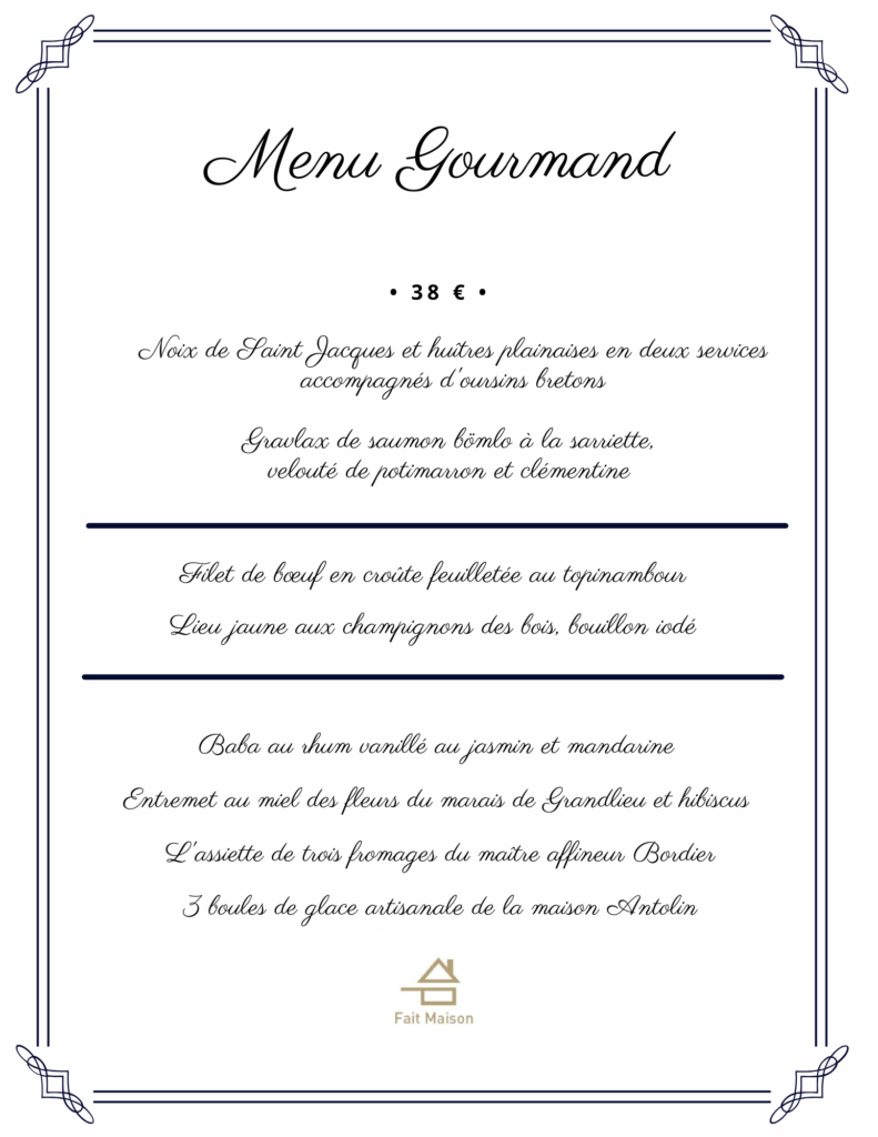 Menu GOURMAND – Restaurant Le Saint Paul