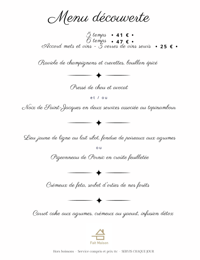 Menu découverte – Restaurant Le Saint Paul